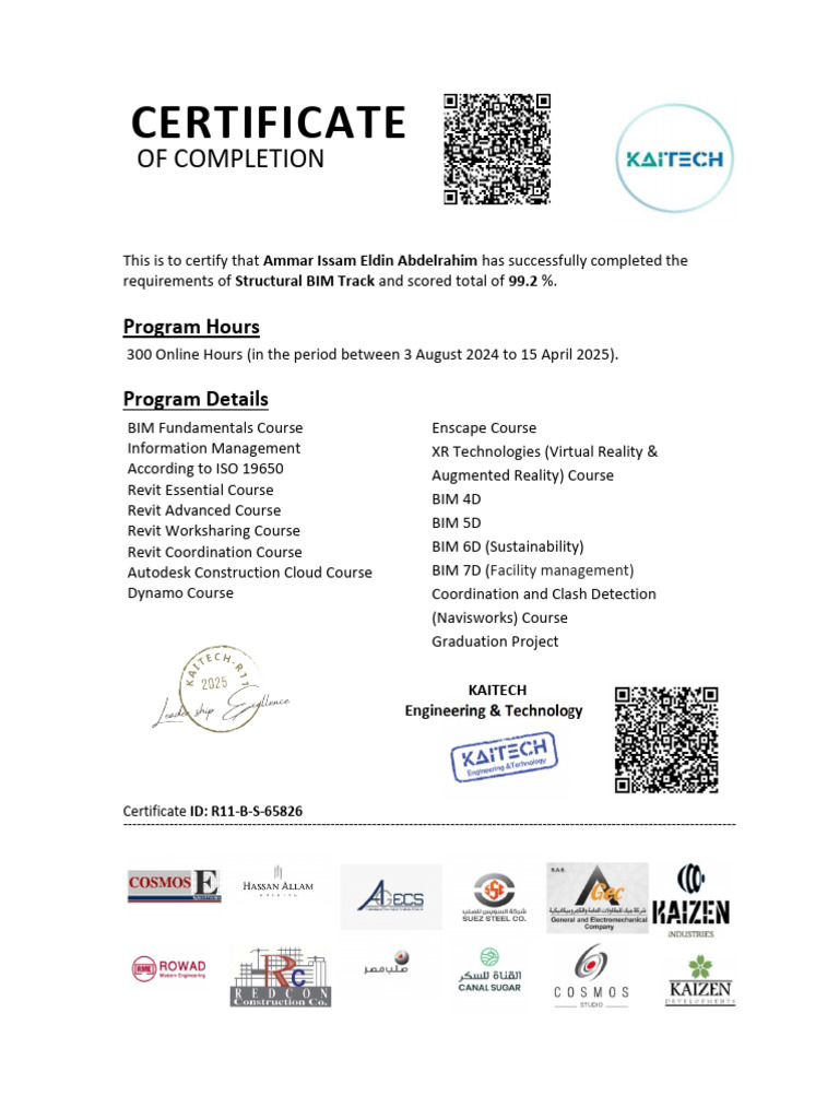 BIM Diploma Kaitech Certification 1 | PDF