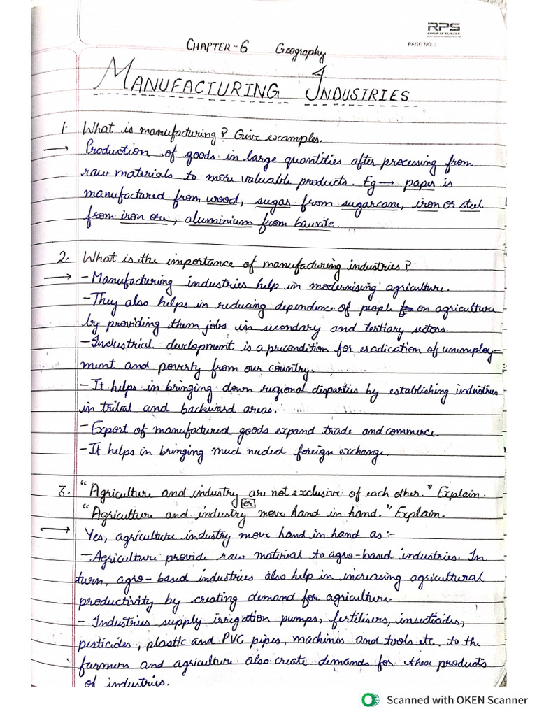 Chapter 6 Geography Manufacturing Industries | PDF