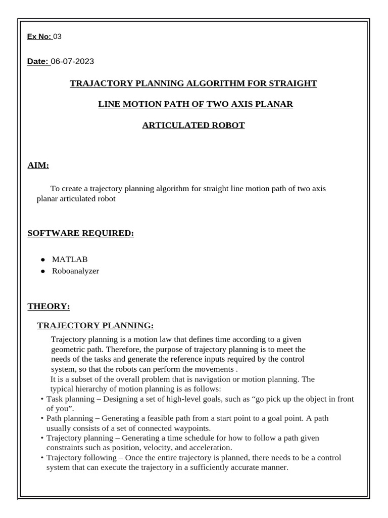Robotics Lab Exp 3 for Print | PDF | Kinematics | Applied Mathematics
