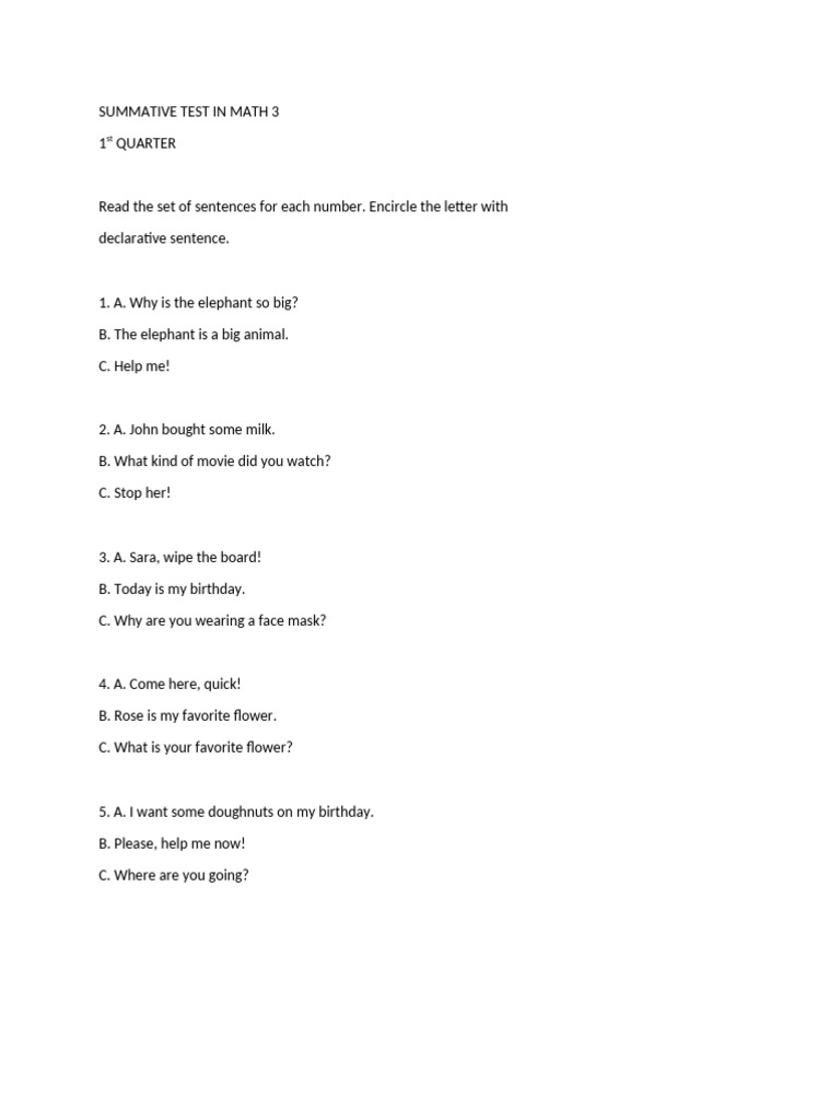 Summative Test in English 3 | PDF