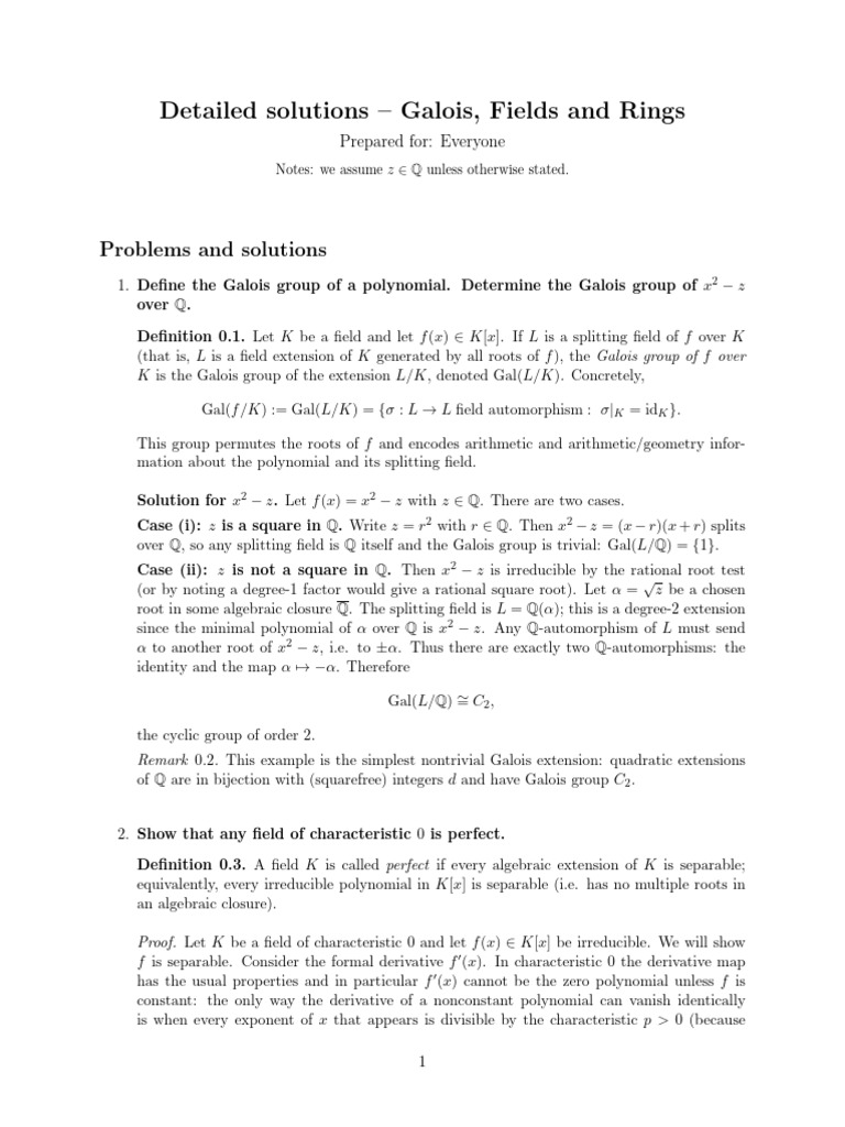 Galois, Fields and Rings | PDF | Field (Mathematics) | Polynomial