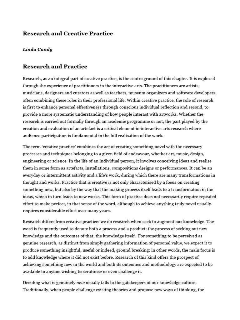 Research and Creative Practice | PDF | Reflective Practice | Action ...