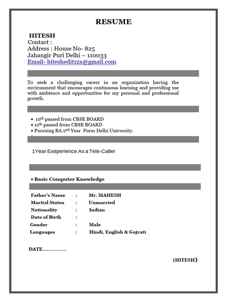 Hitesh Resume | PDF