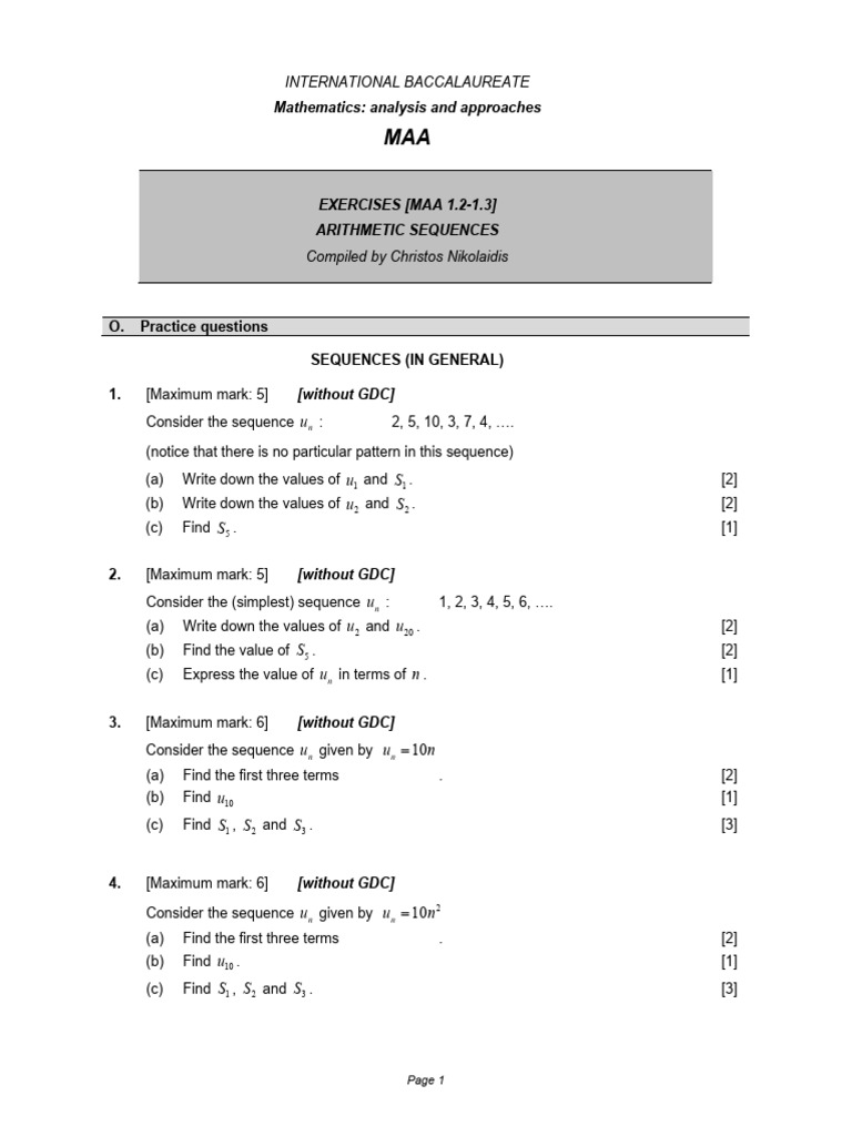 [1.2-1.3] Arithmetic Sequences | PDF | Discrete Mathematics ...
