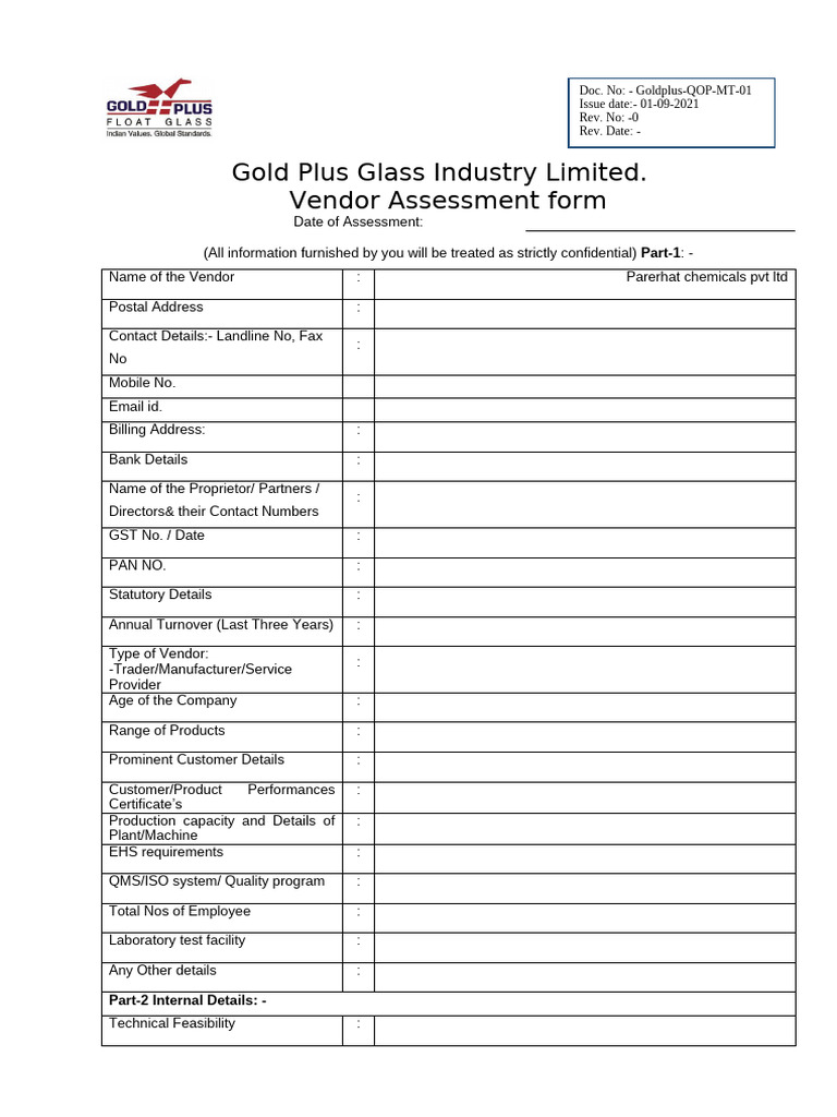 Vendor Assessment Form Final | PDF