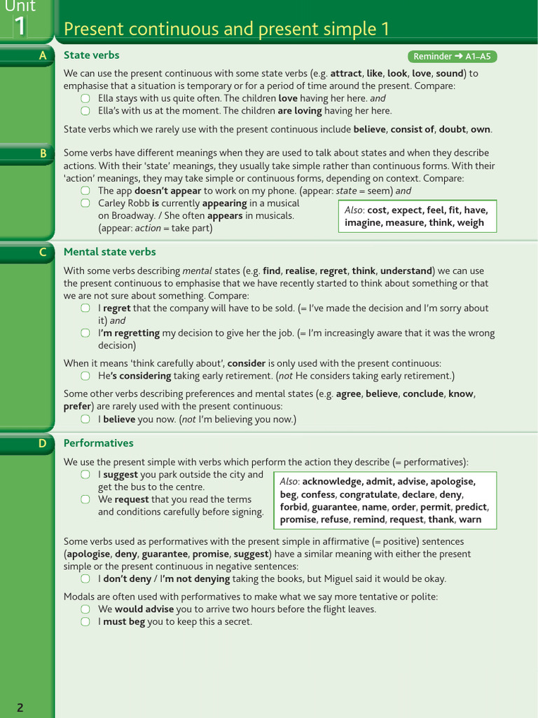 Present Continuous and Present Simple 1_Advanced Grammar | PDF | Linguistics | Grammar