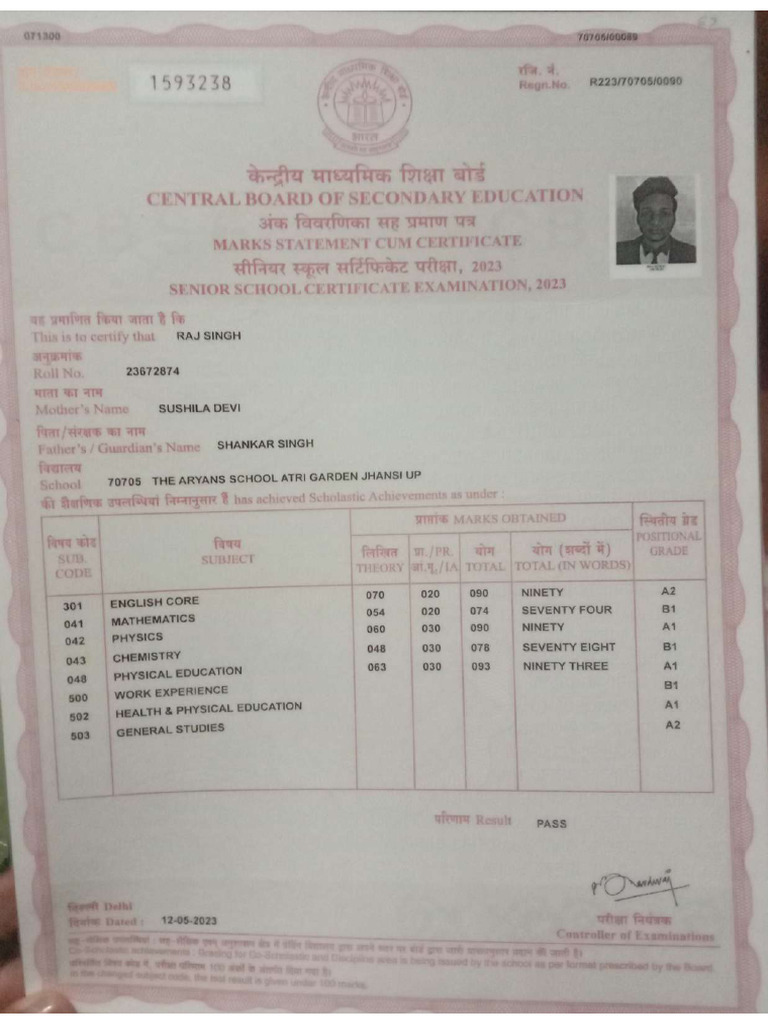 12th Marksheet | PDF
