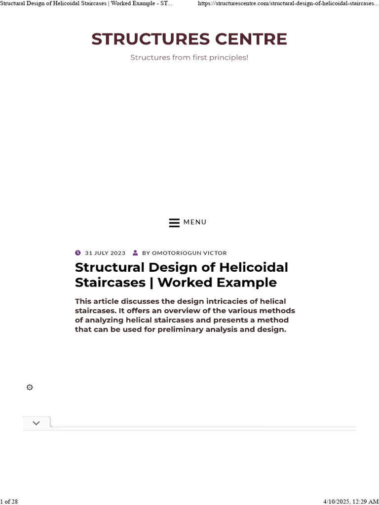 Helicoidal Staircase Design Guide | PDF | Stairs | Helix