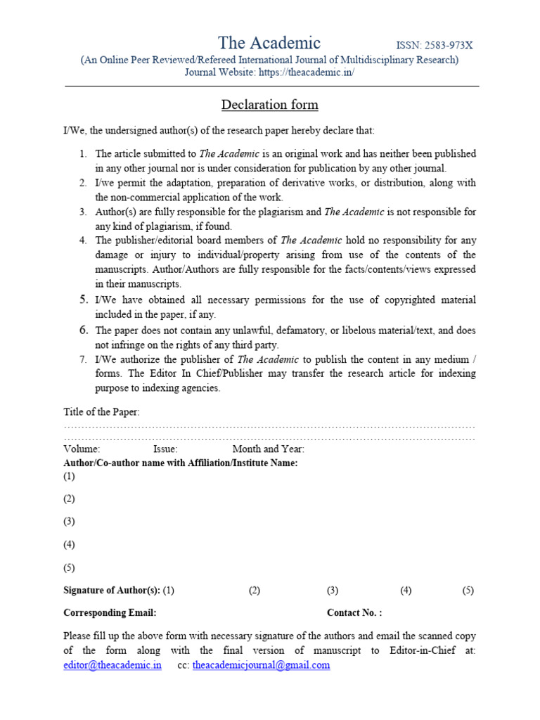Copyright Form The Academic | PDF