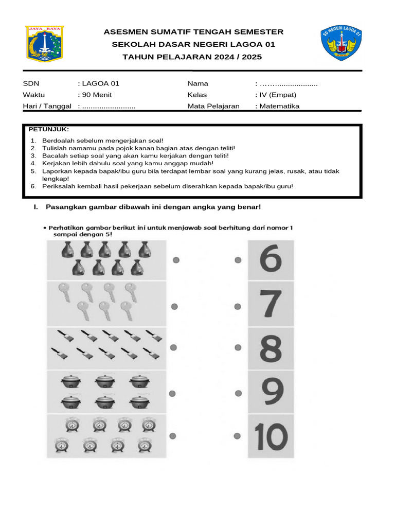 Soal Asts Matematika Abk Kelas 4 (Semester Genap) | PDF