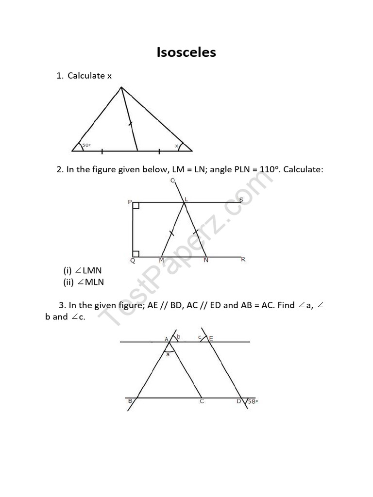 Isosceles Triangle Sheet 1 | PDF
