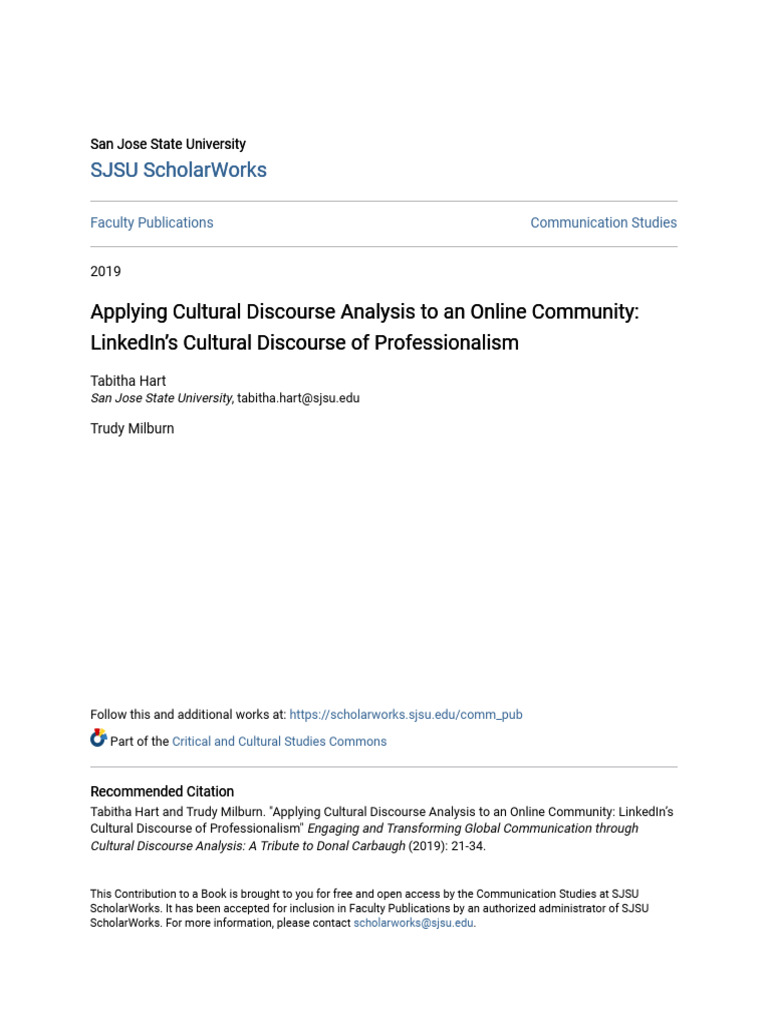 Applying Cultural Discourse Analysis To | PDF | Linked In | Communication