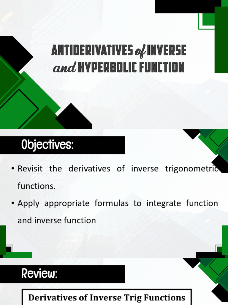 CALCULUS II - 6-7. Integration of Inverse and Hyperbolic Functions | PDF