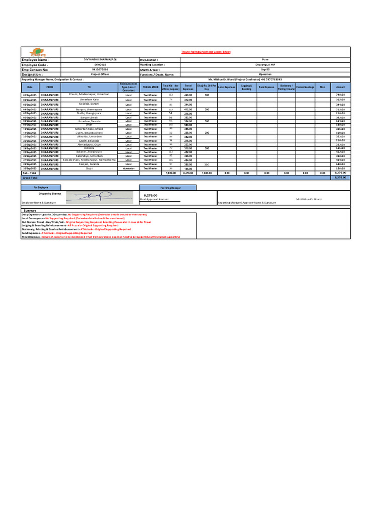 Employee Name - Employee Code - Emp Contact No: Designation | PDF
