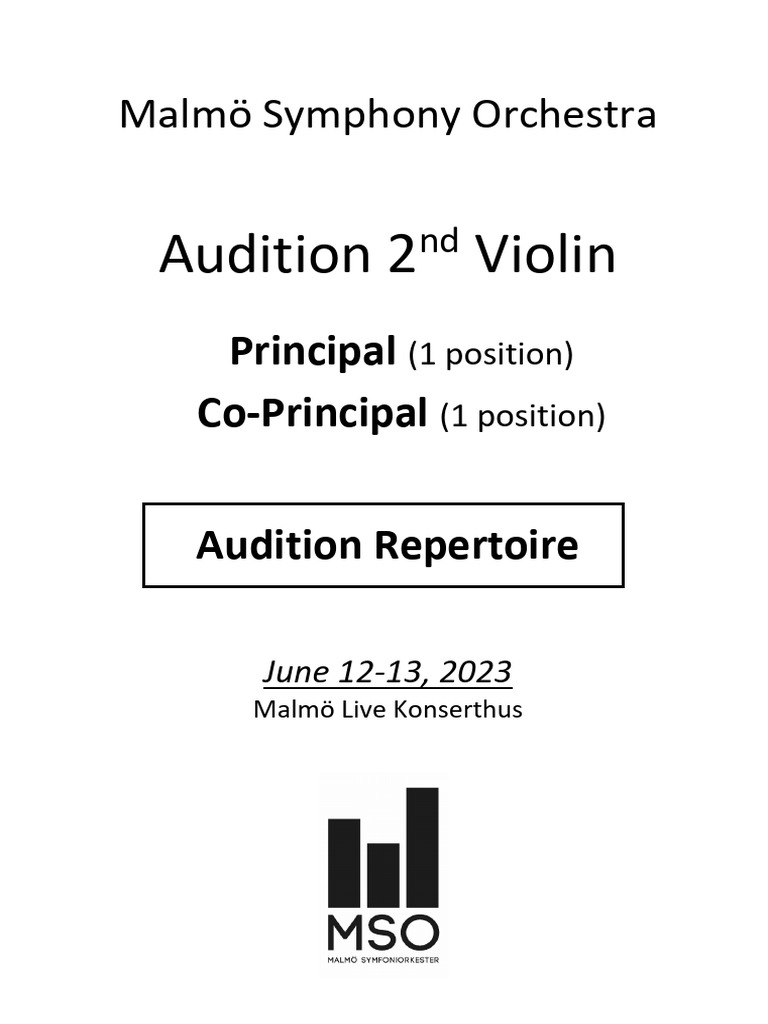 Malmö Symphony Orchestra 2nd Violin Audition | PDF | Orchestras | Concerto