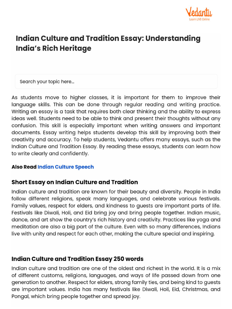 Indian Culture and Tradition Essay - Understanding India's Rich ...
