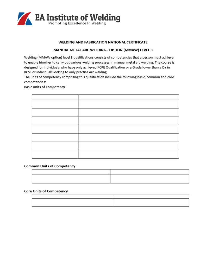 Level 3 MMAW Welding Certificate Guide | PDF