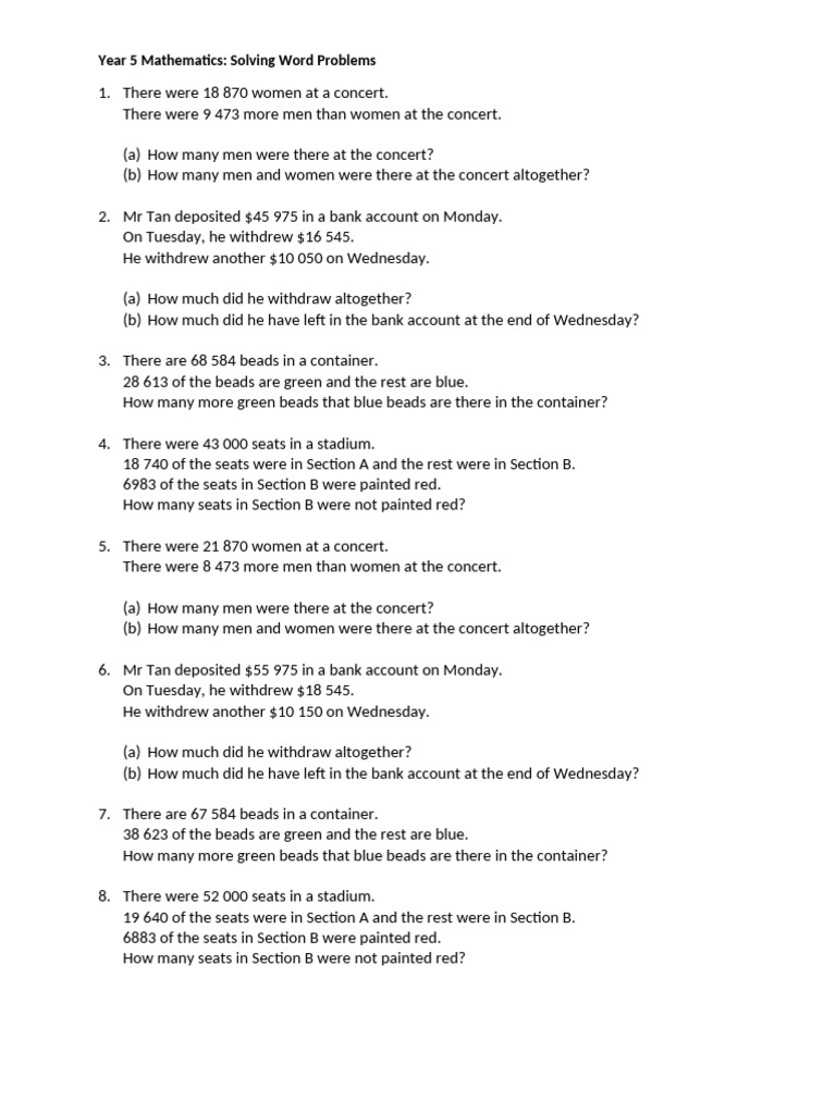 Solving Word Problems | PDF