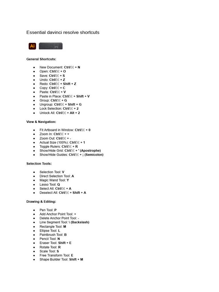 Essential Illustrator Shortcuts | PDF