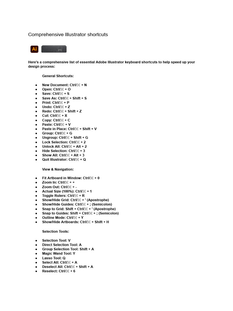 Essential Adobe Illustrator Shortcuts | PDF | Control Key