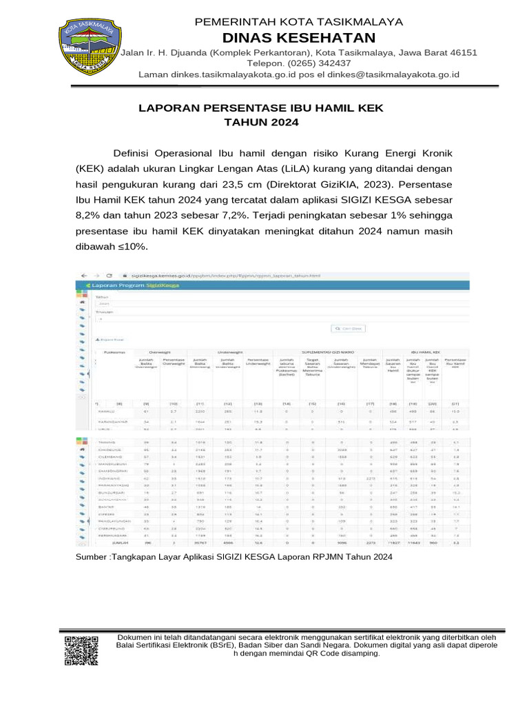 pdf laporan persentase bumil KEK tahun 2024 | PDF