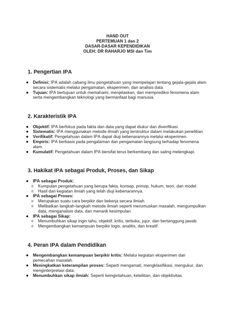 Dasar-Dasar IPA dalam Pendidikan | PDF