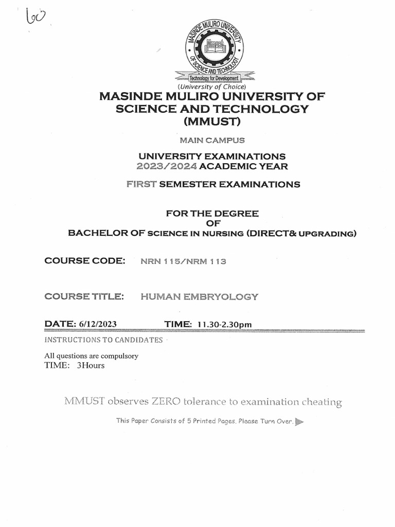 NRM 115 NRM 113 Human Embryology | PDF