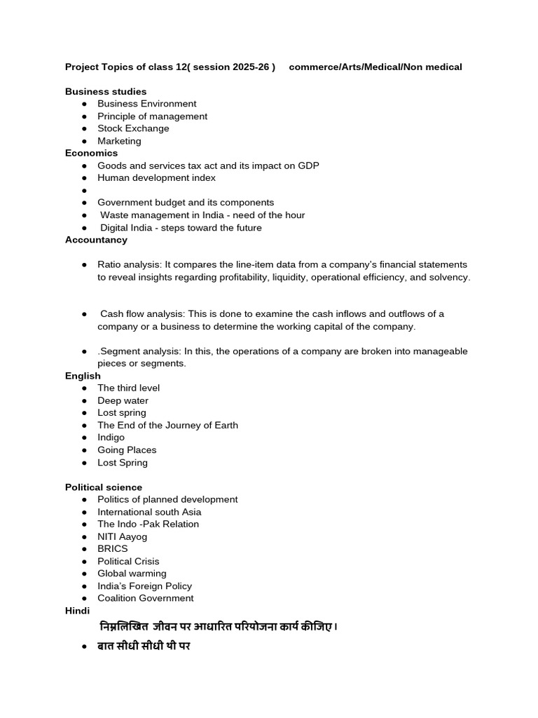 Project Topic 12 Class (25-26) Session | PDF | Economies