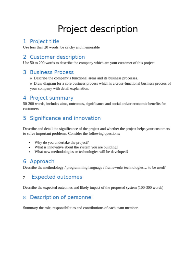 Project Description Template Guide | PDF