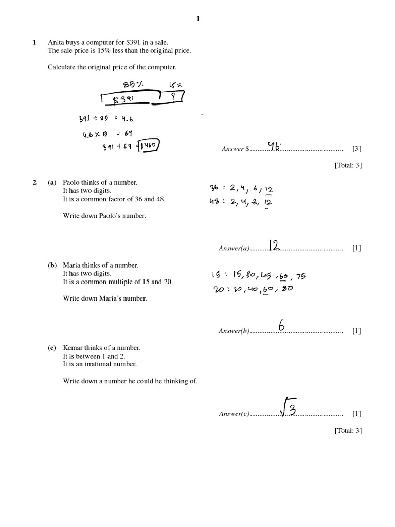 Edited - Numbers and Algebra Past Paper Practice | PDF | Mathematics ...
