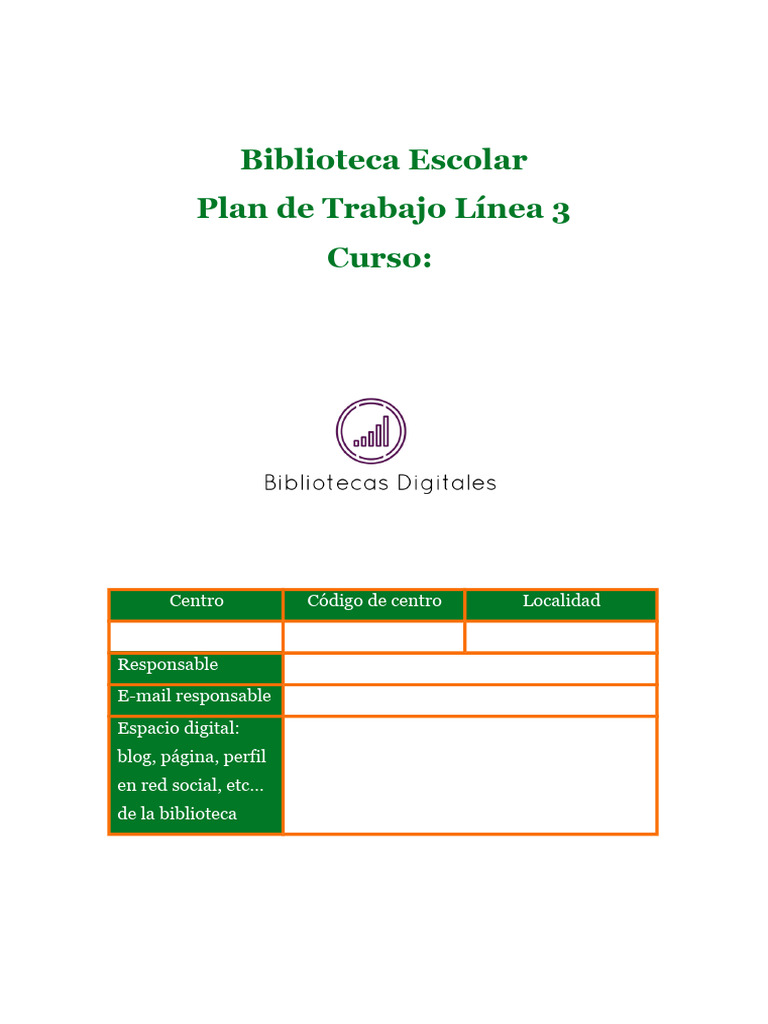 Plan de Trabajo Biblioteca Escolar Línea 3. Orientaciones | PDF ...