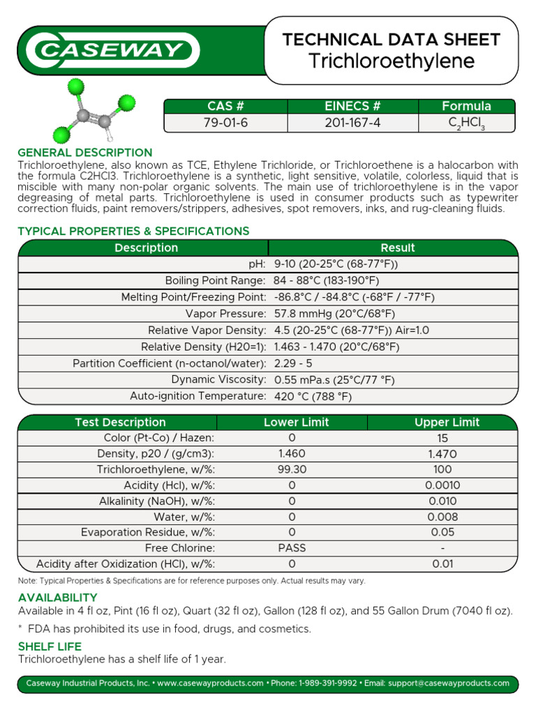 Trichloroethylene TDS | PDF
