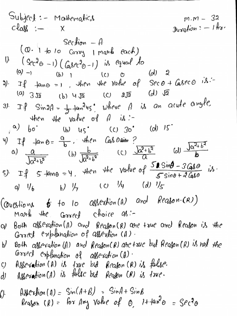Class 10th Trigonometry | PDF
