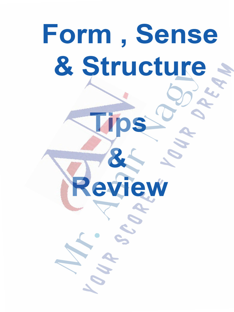 5-Form Sense & Structure Tips & Review | PDF | Grammatical Number | Verb