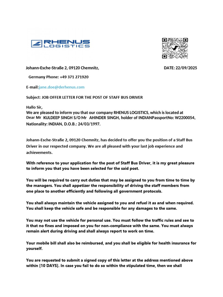 Job Offer: Staff Bus Driver Position | PDF | Employment | Salary