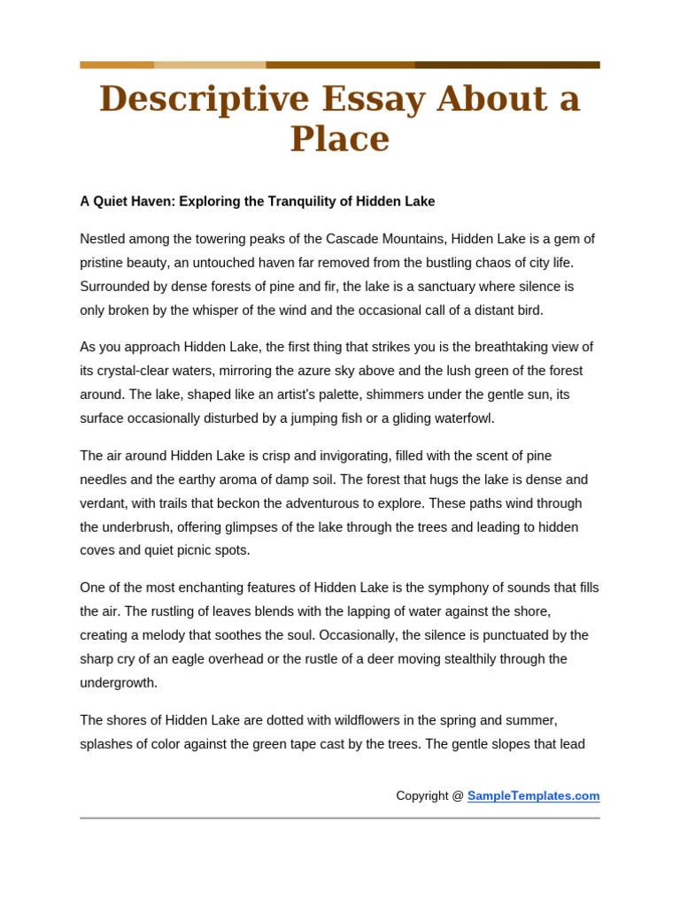 Descriptive Essay About A Place | PDF