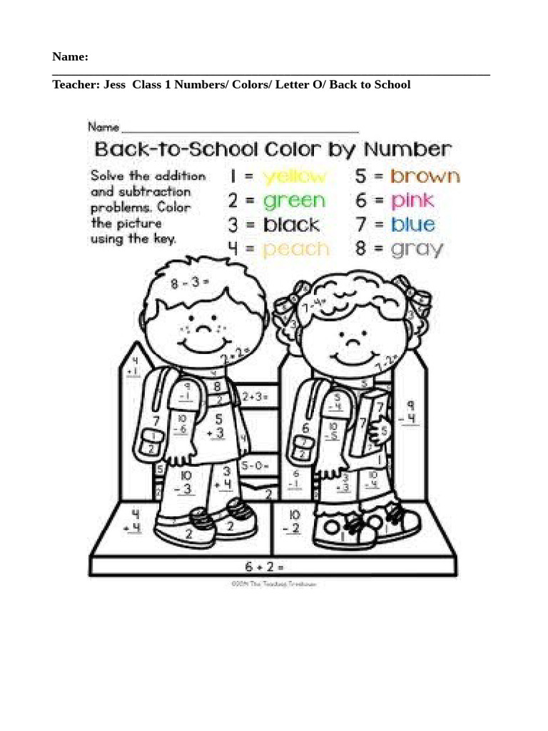 Class 1 Numbers Colors Letter O Back To School | PDF