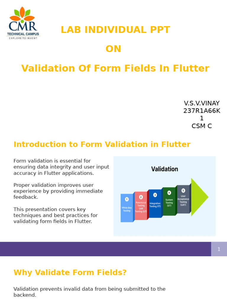 Validation of Form Fields in Flutter | PDF | Reliability Engineering ...