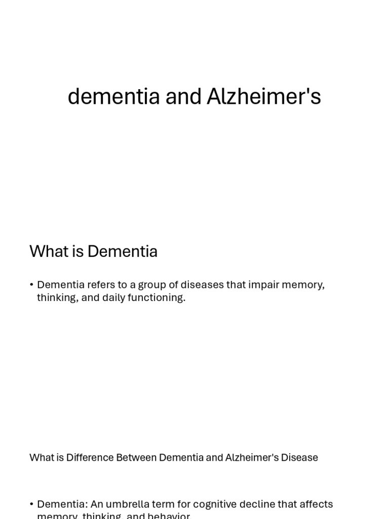 Understanding Dementia and Alzheimer's Disease | PDF | Dementia ...