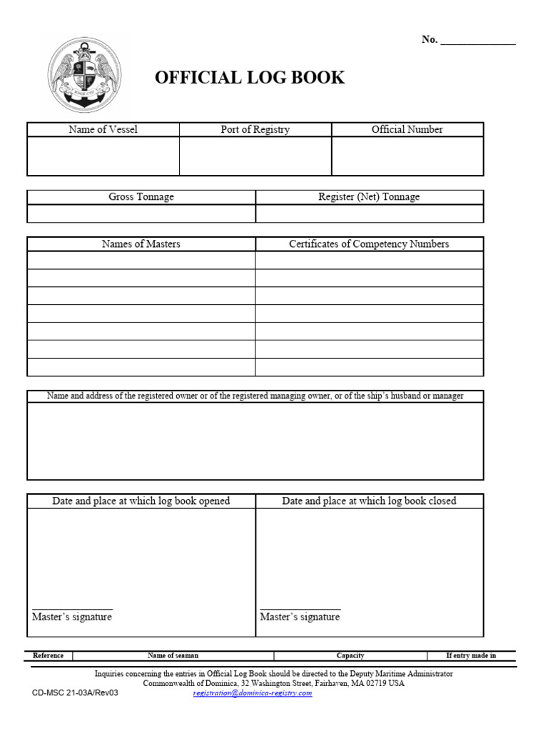 Official Log Book Template for Vessels | PDF | Ships | Tonnage