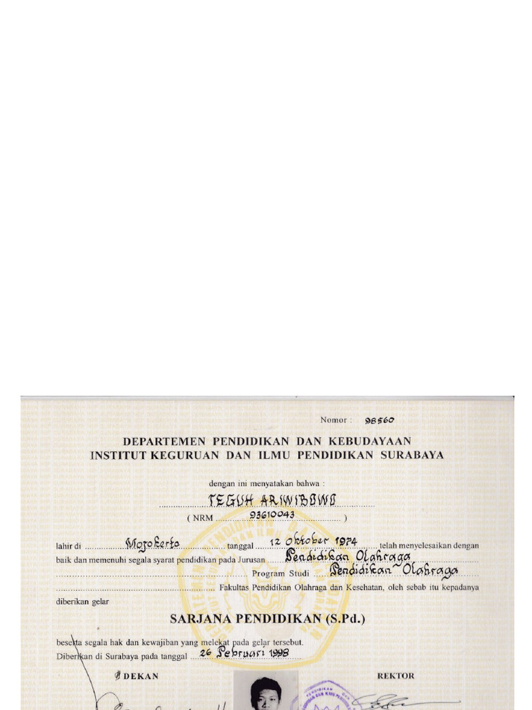 Ijasah Teguh Ari w | PDF