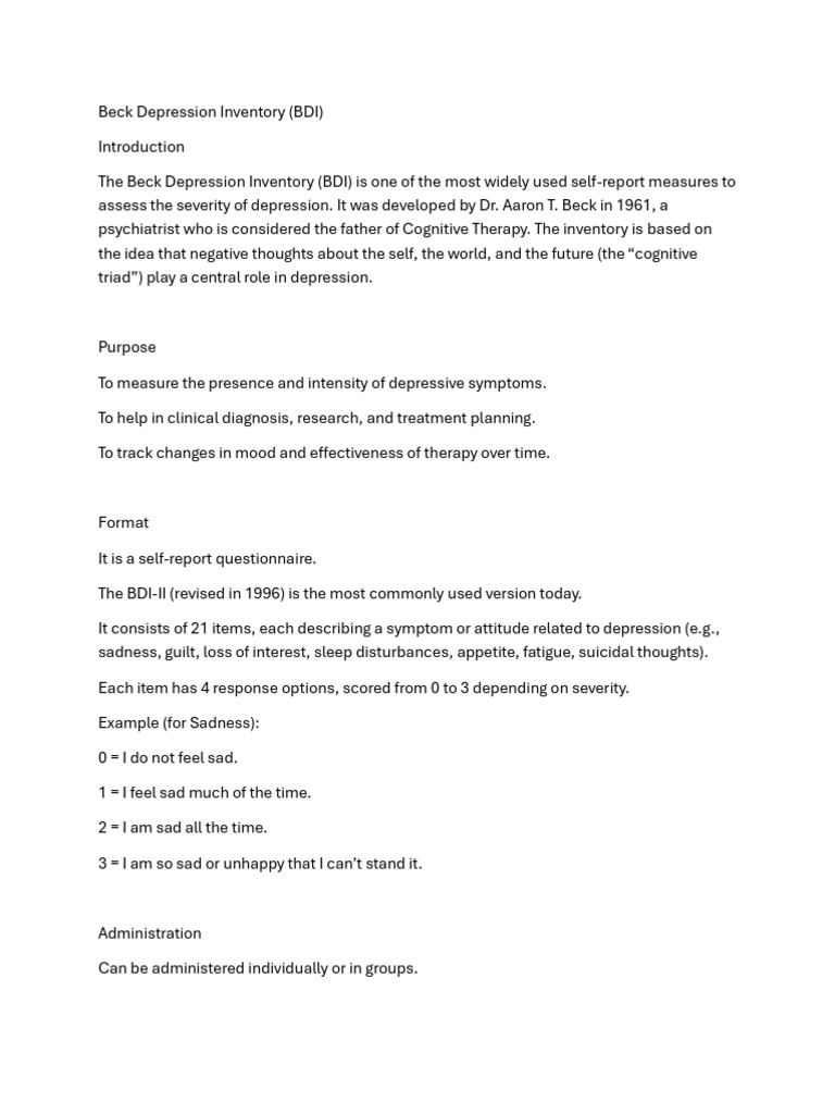 BDI Details | PDF