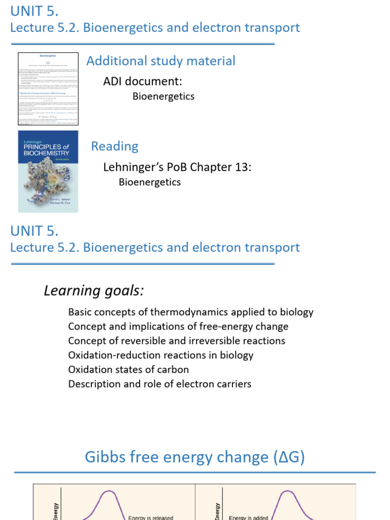 Lec. 5.2. Bioenergetics | PDF | Gibbs Free Energy | Bioenergetics