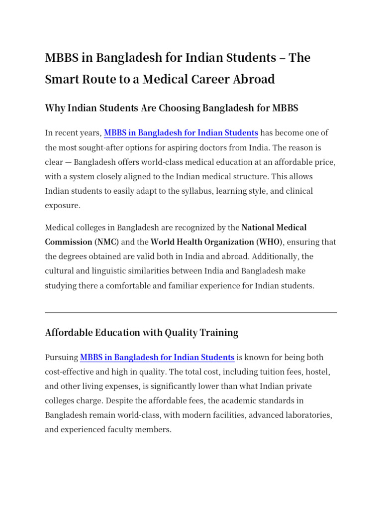 MBBS in Bangladesh For Indian Students - The Smart Route To A Medical ...