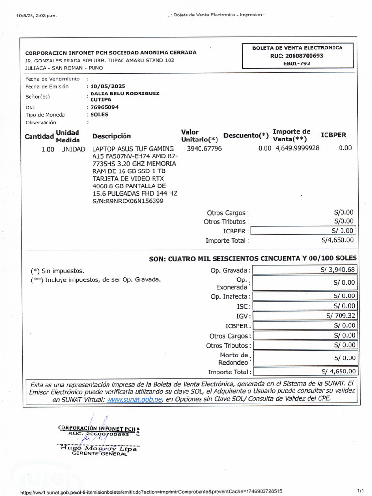 Boleta de Compra | PDF
