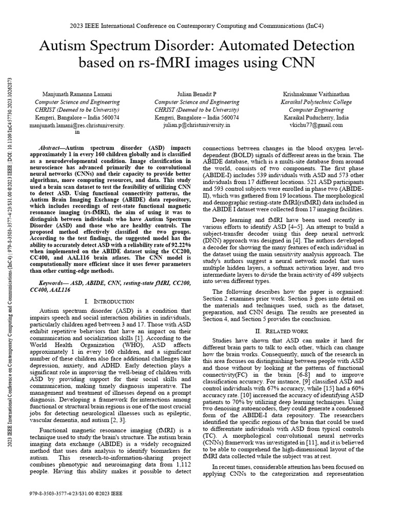 Autism Spectrum Disorder Automated Detection Based on Rs-fMRI Images ...
