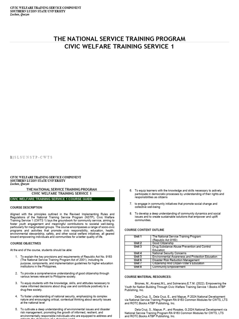 Civic Welfare Training Service Guide | PDF