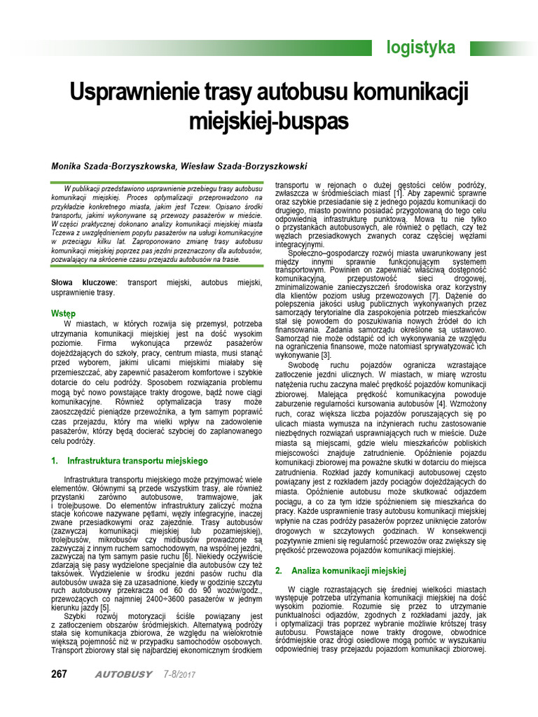 2017 Usprawnienie Trasy Autobusu Komunikacji Miejskiej-Buspas | PDF