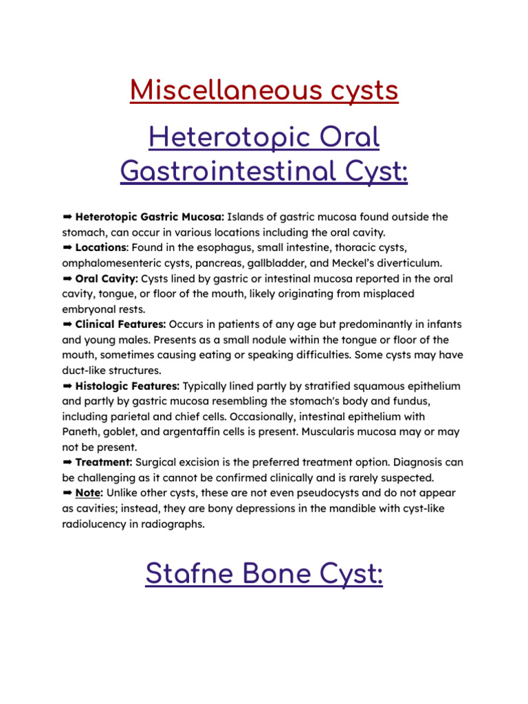 Oral Cysts_ Part-5 [Miscellaneous Cysts] | PDF | Medical Specialties ...