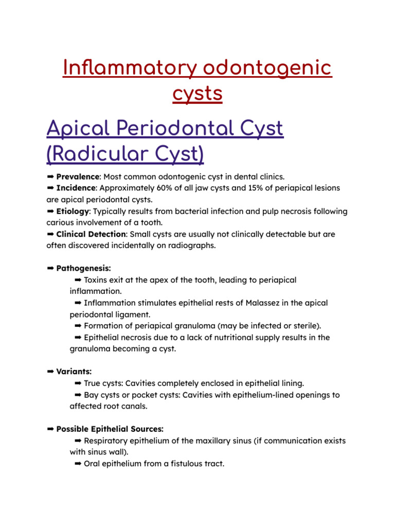 Oral Cysts - Part-2 (Inflammatory Odontogenic Cysts) | PDF ...